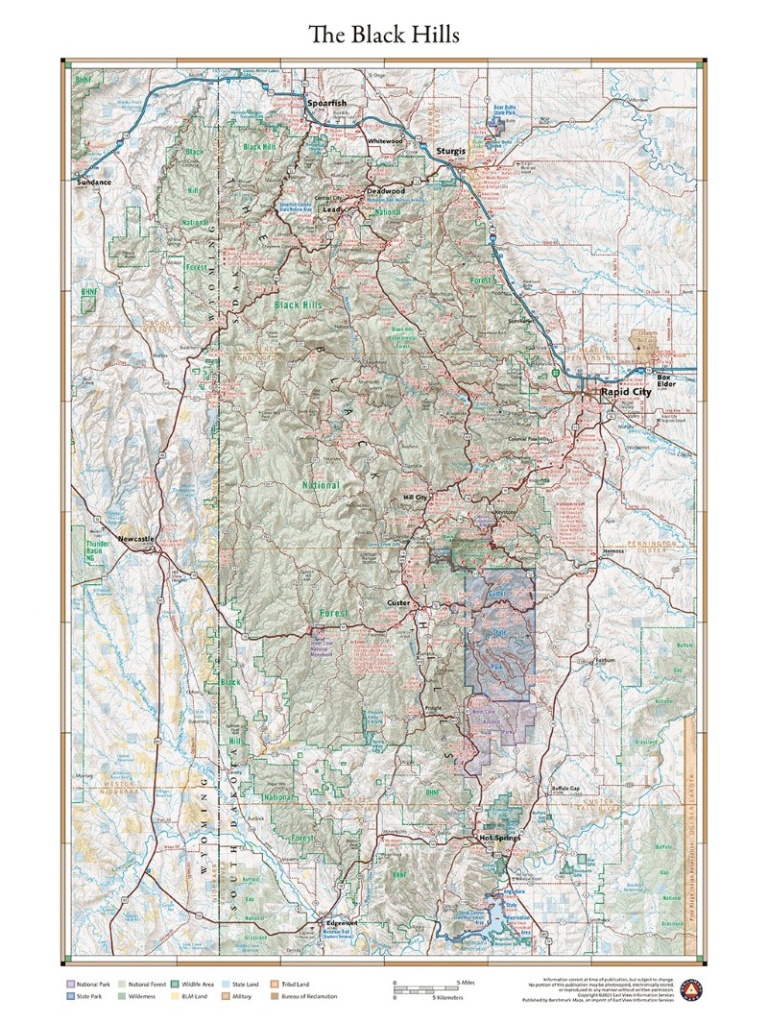 Black Hills, South Dakota Wall Map | Recreation Atlases & Maps of The ...